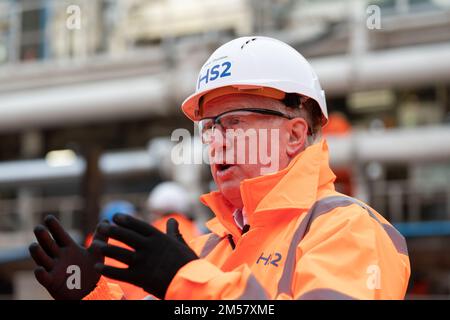 HS2 CEO Mark Thurston viewing a one-mile section of the first completed ...