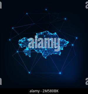 Kazakhstan - communication network map of country. Kazakhstan trendy ...