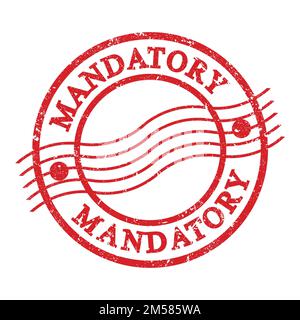 MANDATORY text written on red grungy stamp sign Stock Photo - Alamy