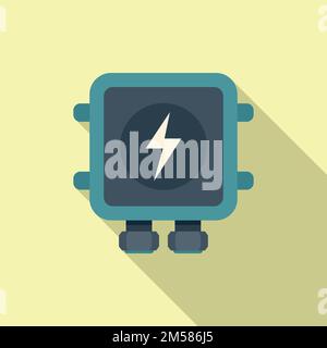 Electrical Junction Box Icon. Flat Circle Stencil Design With Long ...