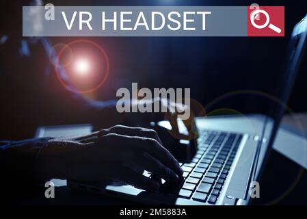 Handwriting text Vr Headset. Business concept head-mounted device that ...
