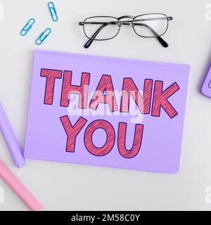 Writing displaying text Thank You. Conceptual photo replaying on ...
