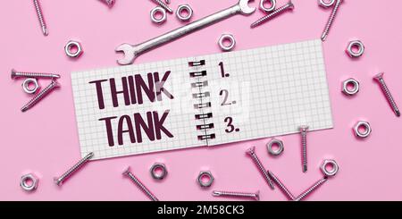 Sign displaying Think Tank, Word for Thinking of Innovative Valuable ...