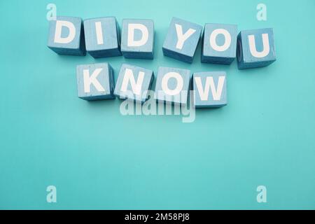 Did You Khow with blue building blocks top view flat lay on blue ...