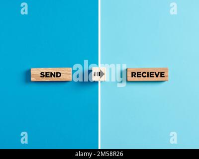 Wooden blocks with symbol of email sending concept Stock Photo - Alamy