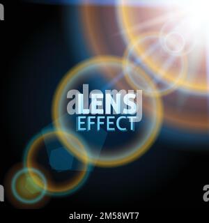 Realistic collimated light beam. The effect of the lens flare. The blue ...