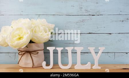 Hello July alphabet letter with space copy on pink background Stock ...