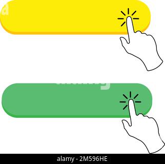 Empty click here buttons collection with hand pointer, vector illustration set Stock Vector ...
