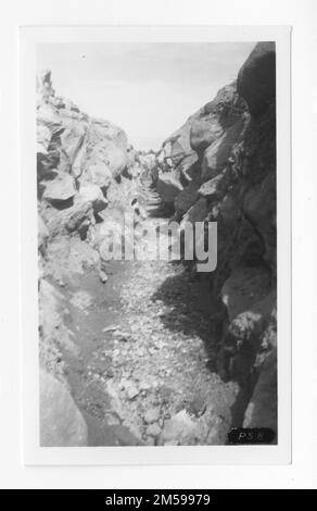 Original caption: "Palm Springs pipeline trench". 1936 - 1942. Pacific ...