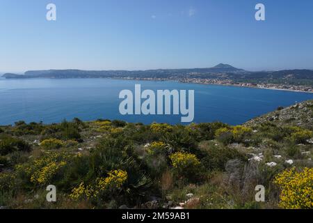 Views of the Montgo mountain between the towns of Denia and Javea in ...
