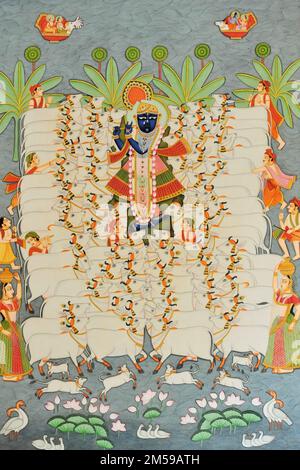 Lord Srinathji Nathdwara pichwai artwork painting Stock Photo - Alamy