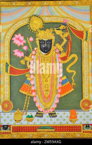 Lord Srinathji Nathdwara pichwai artwork painting Stock Photo - Alamy