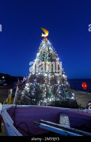 A Christmas Tree created with Lobster Pots by fishermen in the fishing ...