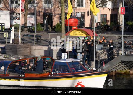 Copenhagen/Denmark/27 December 2022/ Winter tourism in Denmark canal ...