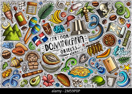 Set of Dominican Republic traditional symbols and objects Stock Vector ...
