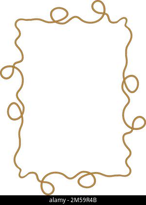 Rectangular frame made of tangled rope isolated on white background ...