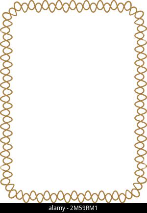 Rectangular frame made of tangled rope isolated on white background ...