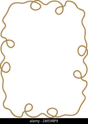 Rectangular frame made of tangled rope isolated on white background ...