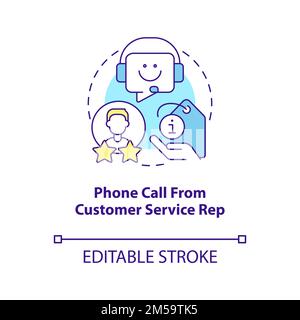 Customer service rep phone call blue concept icon Stock Vector Image ...