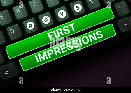 Handwriting text First Impressions. Business overview What a person ...