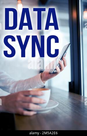 Handwriting text Data Sync. Business concept data that is continuously ...