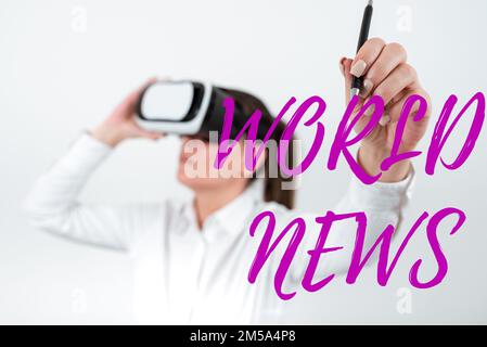 Text showing inspiration World News. Business overview global ...