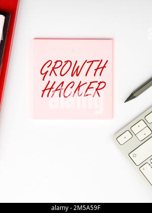 Text caption presenting Growth Hacker. Business approach generally to ...