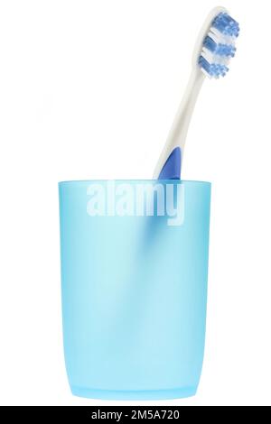 toothbrush in tooth mug isolated on white background Stock Photo - Alamy