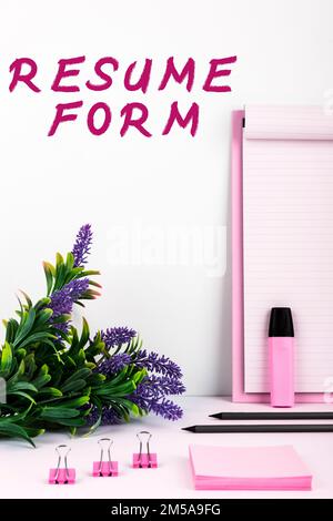 Inspiration showing sign Resume Form, Business approach describe the ...
