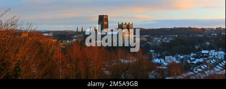 Elevated View of Durham Cathedral on a Frosty Evening, Durham City ...