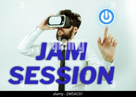 Handwriting text Jam Session. Word Written on impromptu performance by ...