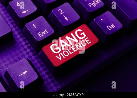 Hand writing sign Gang Violence. Conceptual photo infringement of the ...