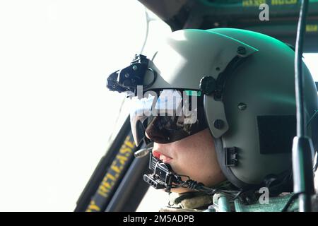 Capt. Nicole Poupart, 37th Helicopter Squadron pilot, flies the UH-1N ...