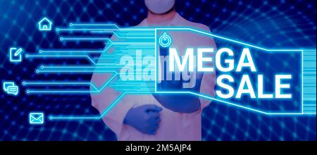 Conceptual caption Mega Sale. Concept meaning The day full of special ...