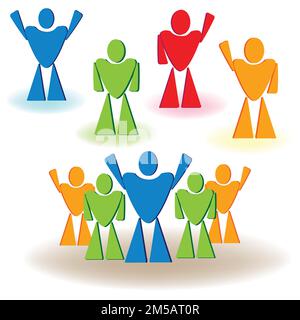 People icon set; Group of people icon; Group of people with raised hand ...