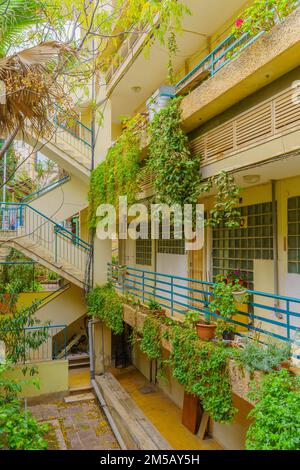 Haifa, Israel - December 23, 2022: View of the street and buildings, in ...