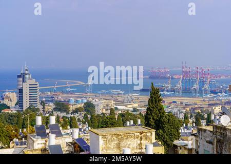 Haifa, Israel - December 23, 2022: View of urban landscape with the ...