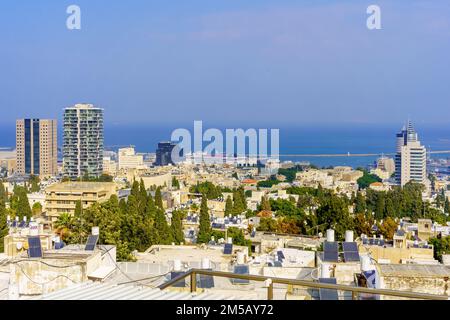 Haifa, Israel - December 23, 2022: View of urban landscape with the ...