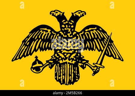 flag of Hellenic peoples Cappadocian Greeks at cloudy sky background ...