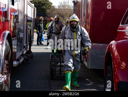 Langley Air Force Base personnel celebrate the opening of a new ...