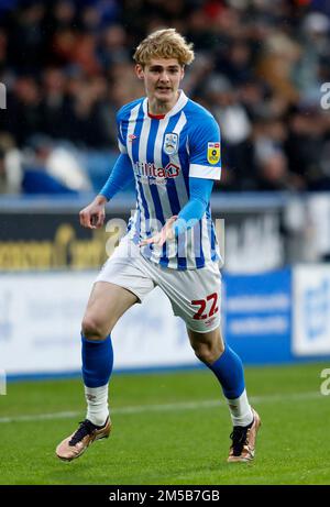 Jack Rudoni (R) of Huddersfield Town in action with Patrick Roberts of ...