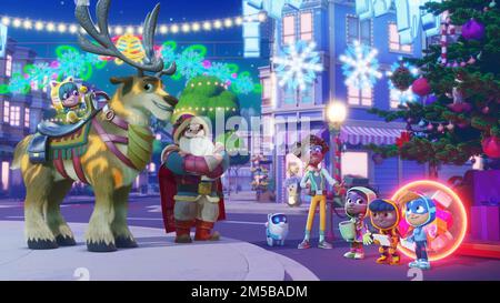 THE ACTION PACT SAVES CHRISTMAS, Clay (voice: Nevin Kar), Treena (voice ...