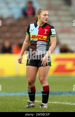 Harlequins' Freya Aucken during the Allianz Premier 15s match at ...