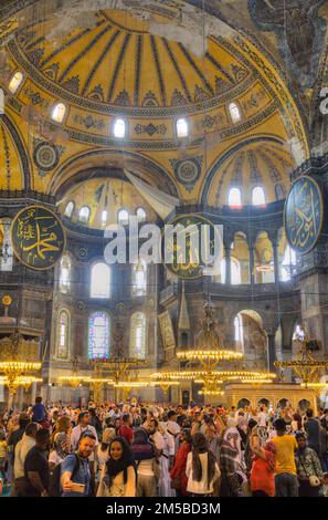 Tourists visit the Hagia Sophia Grand Mosque in Istanbul Stock Photo ...