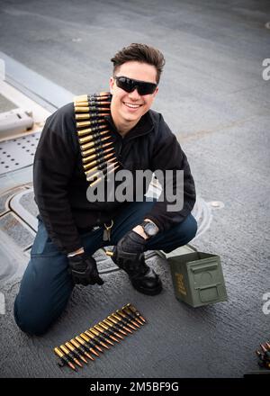 EAST CHINA SEA (Feb. 21, 2022) Gunner’s Mate 2nd Class Jeremy ...
