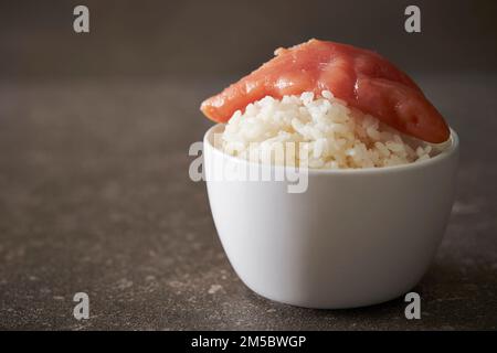 salted pollack roe with steamed rice Stock Photo - Alamy