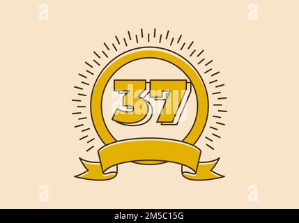Vintage retro yellow circle badge with number 1 on it Stock Vector ...
