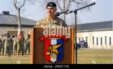Command Sgt. Maj. Salvador G. Garcia, standing in front of his new ...