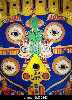 Close up of weathered vintage pinball machine Stock Photo - Alamy