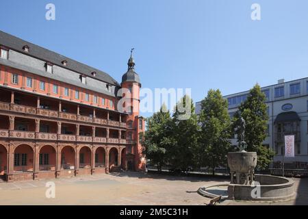 Red Isenburg Castle, Renaissance, red, corner tower, arcade, Main ...